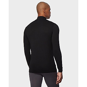 32 Degrees Men's Lightweight Baselayer Mock Top | Long Sleeve | Form Fitting | 4-Way Stretch | Thermal, Black, Large