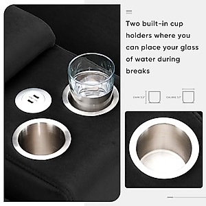 Acosure 123" L Modern U-Shaped Sofa with Double Cushions & 4 Waist Pillows,6-seat Upholstered Symmetrical Sleeper Couch Set W/Chaise & Console,Cupholders & USB Ports,for Living Room,Apartment,Black