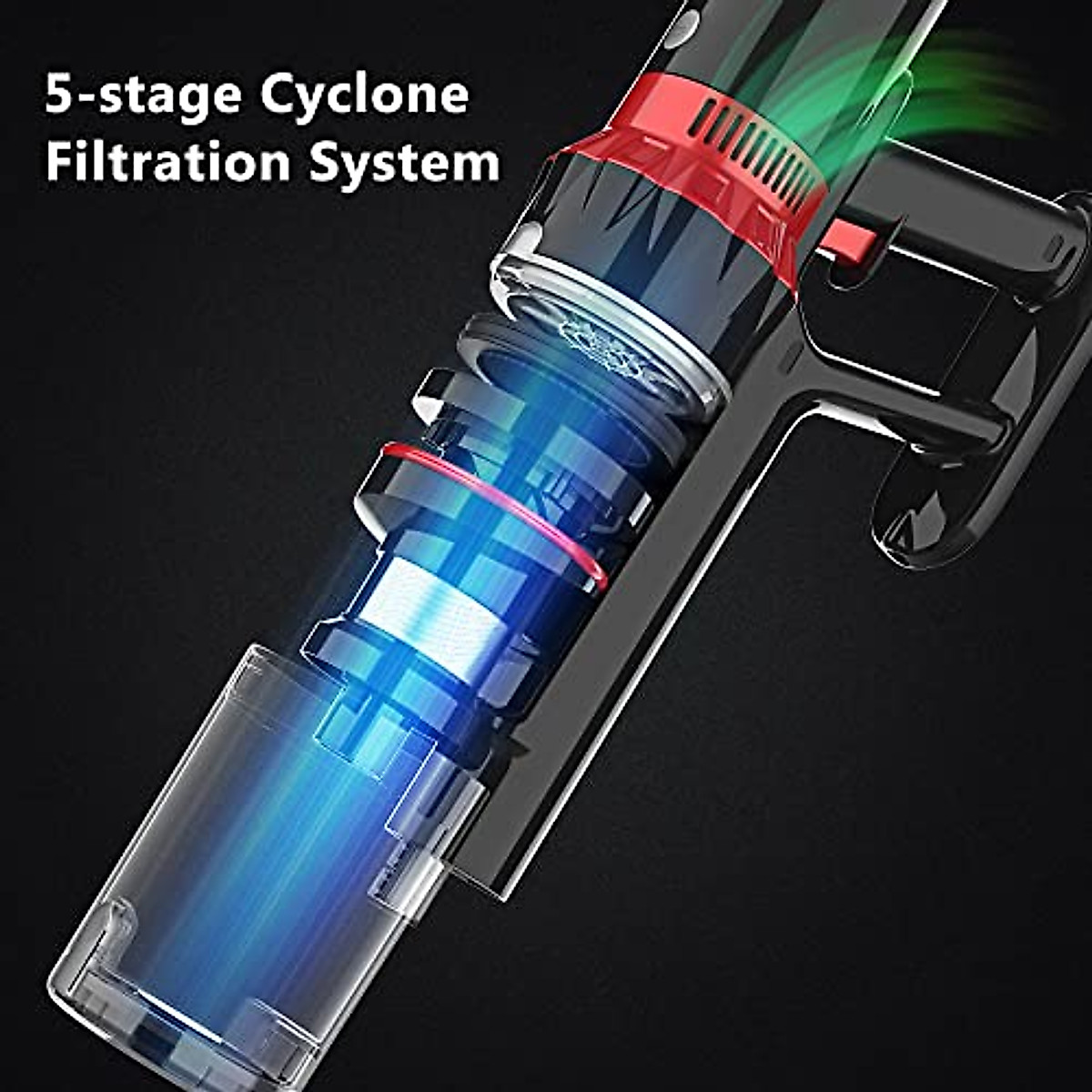 Micol Cordless Vacuum Cleaner, Lightweight Stick Vacuum Cleaner with 30Kpa, Max 50min Runtime, 350W Brushless Motor, LED Display, 6 in 1 Handheld Vacuum Cleaner for Hard Floor Carpet Car Pet Hair, Red