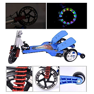 ygqtbc Three-Wheel Damping Double Pedal Scooter Children's Sports Scooter Emissions Kick Scooter for Kids 3 Wheel Scooter for Toddlers Girls & (Color : Pink)