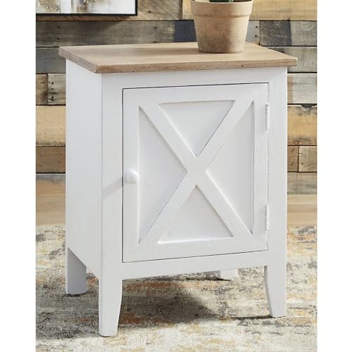 Signature Design by Ashley Gylesburg Farmhouse Accent Cabinet, End Table or Nightstand, 25" Tall, White