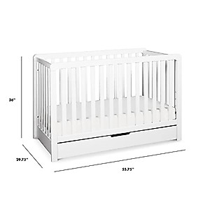 Carter's by DaVinci Colby 4-in-1 Convertible Crib with Trundle Drawer in White, Greenguard Gold Certified, Undercrib Storage