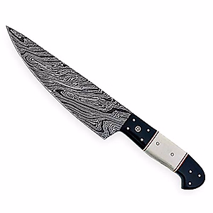 Professional Handmade Chef kitchen Knife 12 Inch Genuine Damascus Kitchen Cutlery Knife Damascus Steel Cutting Vegetable Meat Cleaver Kitchen Damascus Chef Knife, Great Gift CHF-29