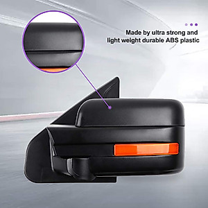 INEEDUP Tow Mirror Towing Mirror Fits for 2004-2014 for Ford for F-150 with Power Heated Turn Signal Light Left Driver Side Manual Folding 1 Piece