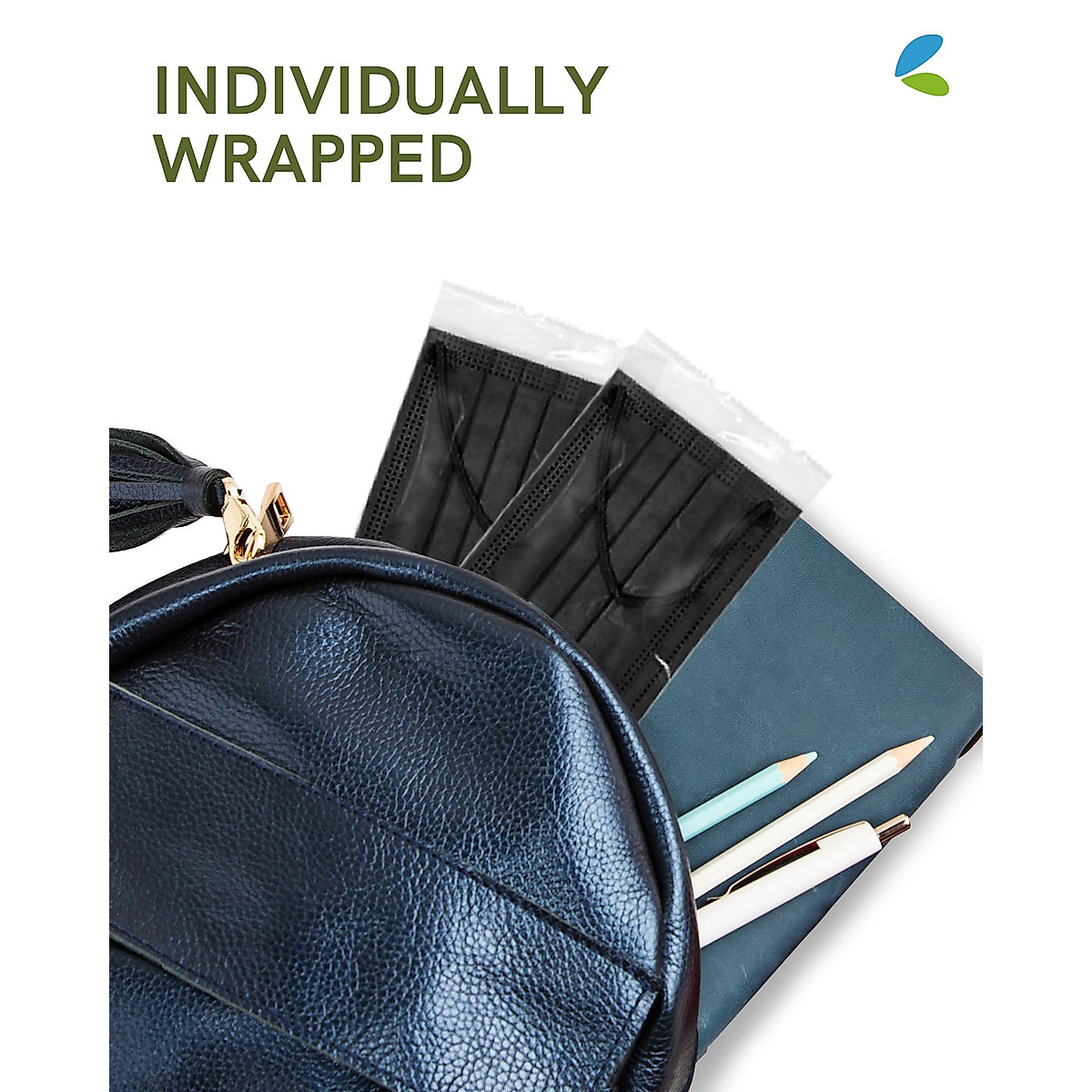 FriCARE Face Masks Disposable for Adults, 4 Ply ASTM Level 3, FSA HSA Eligible, Allergy Protection, Individually Wrapped, 50 Pack, Classic Solid Black