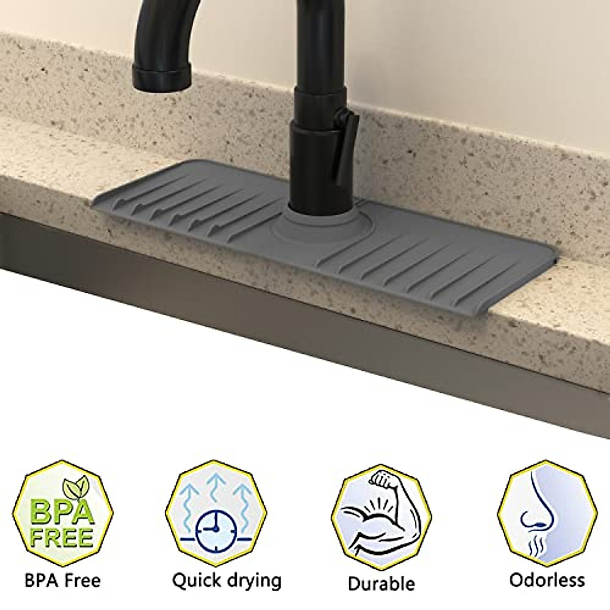 Actoridae Faucet Sink Splash Guard Water Catcher Mat with foldable trap for Kitchen & Bathroom Countertop Protect Suit for 2.5" Single Faucet