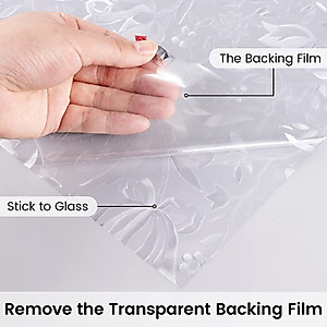 DOWELL Window Privacy Film, 3D Stained Glass Rainbow Window Decals, Decorative Window Vinyl Sun Blocker Door Covering, Static Cling Non-Adhesive Window Sticker for Home, Blooming Flowers, 17.5"x78.7"