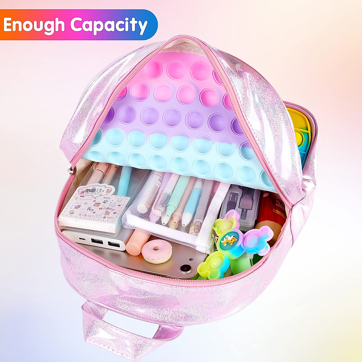 GOHEYI Valentines Day Gifts Kids School Backpack,Back to School Supplies Classic Girls Backpack Elementary Pop School Bookbag,Mini Girls Pop Backpack Rewards Fidgets Purse Birthday Gifts 10-12