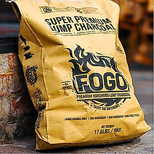 FOGO Super Premium Oak Restaurant Quality All-Natural Large Sized Hardwood Lump Charcoal for Grilling and Smoking, 17.6 Pound Bag
