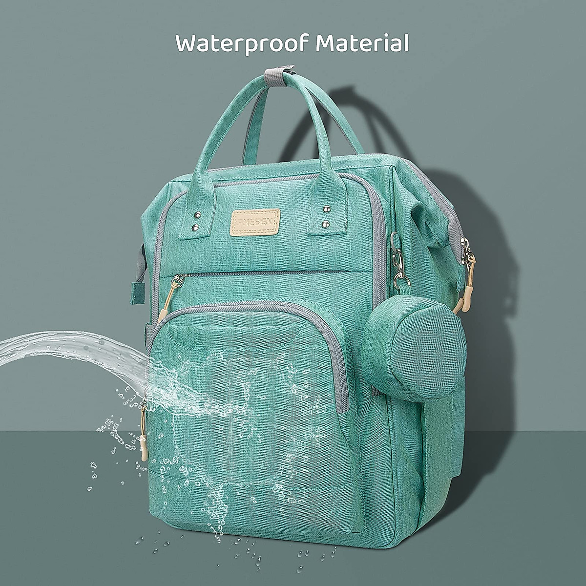 PHEBEN Diaper Bag Backpack Large Capacity Travel Back Pack Multifunction Waterproof Maternity Baby Changing Bags Unisex Stylish Nappy Bag with Stroller Straps & Pacifier Case(Green)