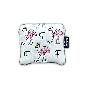 Fairway Golf | Mallet Putter Cover | Premium Putter Headcover Protector with Strong Velcro Closure | Fits Scotty Cameron Taylormade Odyssey etc. | Flamingo | White