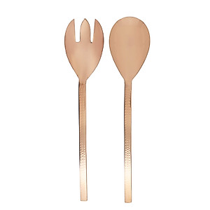 American Atelier Hammered Arty Essentials Serving 2-Piece Stainless Steel Set with Decorative Handles Perfect for Salad Lovers, Parties, Entertaining, Gifts, Copper