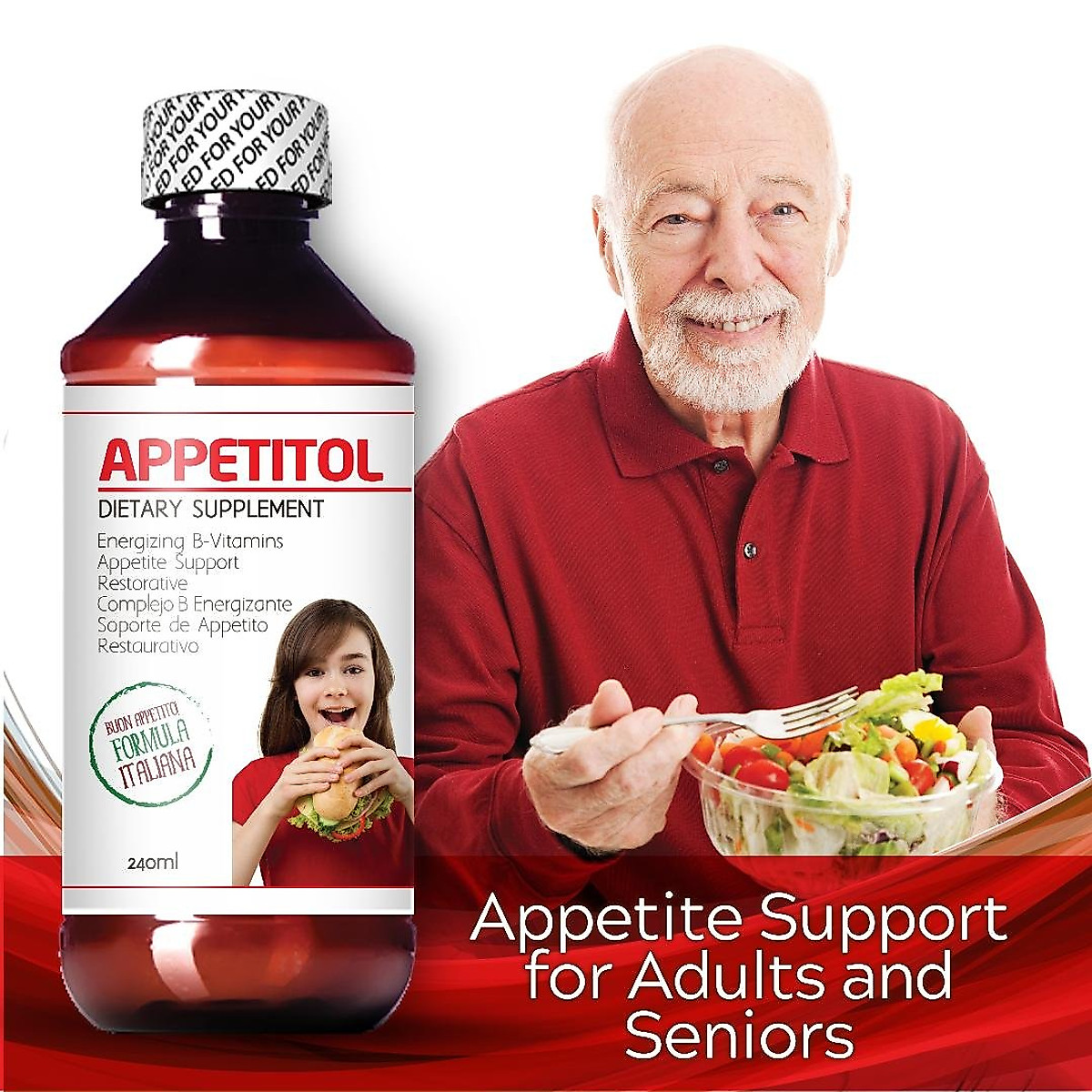 Appetitol Appetite-Weight Gain. Natural Appetite and Weight Gain Stimulant for Underweight Children Fortified with Vitamins B1,B2,B3,B5,B6,B12,Folic Acid , Iron, Zinc, Flax Seed Oil. ( 8 Fl Oz)