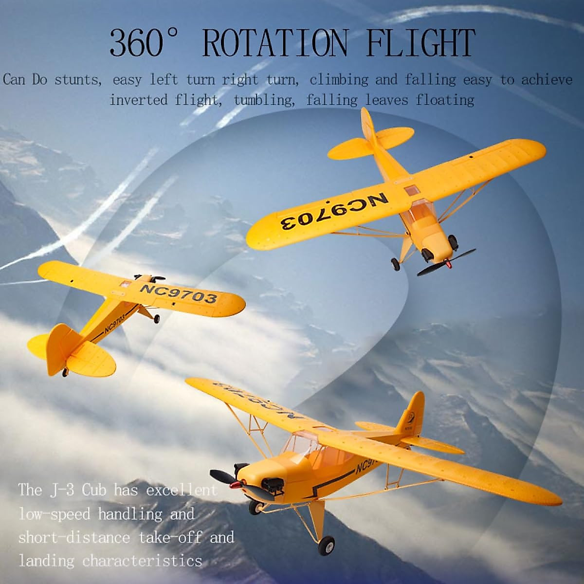 PLRB TOYS RC Hobby Plane, with Brushless Motor RC 5 Channels J3 Aircraft Ready to Fly with 6-axis Stabilizer System for Beginner Practice Wingspan 680mm