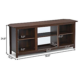 Tangkula Farmhouse Universal TV Stand for TV's up to 65" Flat Screen, Home Living Room Entertainment Center w/4 Open Shelves, TV Console Table for 18 Inch Electric Fireplace (Not Included), Coffee