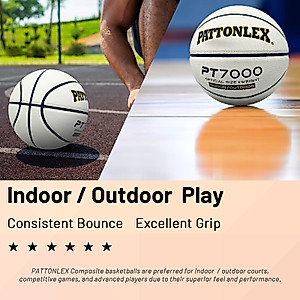 PATTONLEX Basketball - Official Size 7 (29.5") - Composite Leather - Indoor/Outdoor Ball for Men(White)