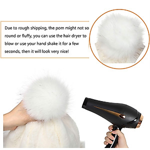 LA CARRIE Women's Faux Fur Hat Russian Cossack Pompom Cap for Winter Ski Snow(White)