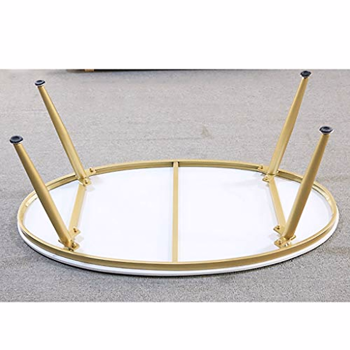 Oval Modern Coffee Table/Glamour Style for Living Room, White/Black Faux Marble, Coffee Table with Adjustable Foot Pad for Office Decoration (Black + White 120 * 60cm)