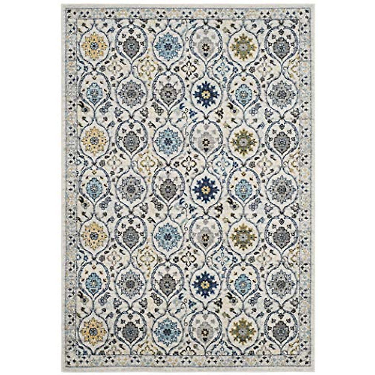 SAFAVIEH Evoke Collection 5'1" x 7'6" Ivory/Blue EVK210C Non-Shedding Living Room Bedroom Area Rug