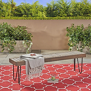 Christopher Knight Home Abbet Outdoor Industrial Wood Bench, Grey/Black Metal