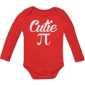 Cutie Pi Symbol Outfit Infant One Piece Pi day Funny Baby Long Sleeve Bodysuit 12M Red