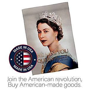 Queen Elizabeth II Flag We Miss You Garden Flag Set Wood Dowel Sweet Life Sympathy Remembrance Memorial Bereavement Love Support Emotion Postive House Banner Small Yard Gift Double-Sided, Made in USA