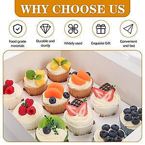 YunKo 6 Pack Dozen Cupcake Boxes White Cupcake Containers with Window Fit 12 Cupcakes or Muffins