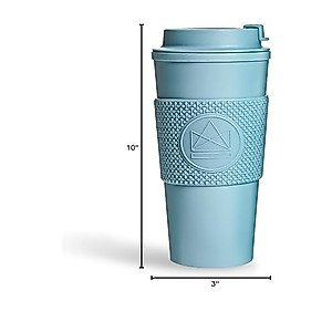 Neon Kactus - Double-Walled Coffee Cup, Reusable Coffee Cup with Resealable Lid, Food-Grade Silicone Seal and Sleeve, Insulated Coffee Tumbler, Leakproof Travel Mug, Recyclable, Super Sonic, 16oz