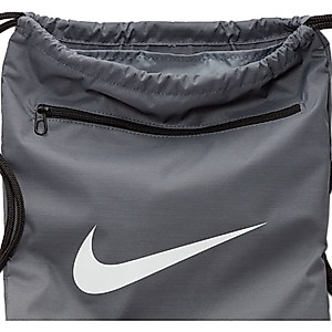 Nike Brasilia Training Gymsack, Drawstring Backpack with Zipper Pocket and Reinforced Bottom, Flint Grey/Flint Grey/White