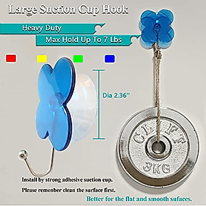 JZMYXA Suction Cup Hooks 2.36 Inches Flower-Shaped PVC Suction Cups Rust-Proof Metal Hook Heavy Duty Suction Cup Holds Up to 7 lbs, for Smooth Glass Smooth Tile Smooth Metal(8 Pack)