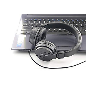 TENLUBEN Gorsun Kids Headphones Wired Headphone, Children Girls Boys Teen Lightweight Foldable Adjustable Corded On-Ear Headset for School Online Course Chromebook Cellphones Kindle Airplane (Black)