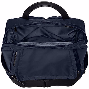 Y'saccs(イザック) Isaac Y91-11-04 New Nylon x Leather Combination Series, Front Pocket Rucksack, Women's, Navy