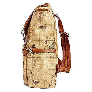 Faux Leather Vintage Novelty World Map Backpack Travel Lacing Bag Hot 03