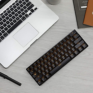 RK ROYAL KLUDGE RK61 Wireless 60% Mechanical Gaming Keyboard, Ultra-Compact Bluetooth Keyboard with Tactile Blue Switches, Compatible for Multi-Device Connection, Black