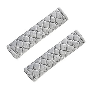 Angzhili 2 Pcs Car Seat Strap Covers,Soft Car Seat Belt Cushions,Automotive Seat Belt Pads for Adults and Children (Gray)