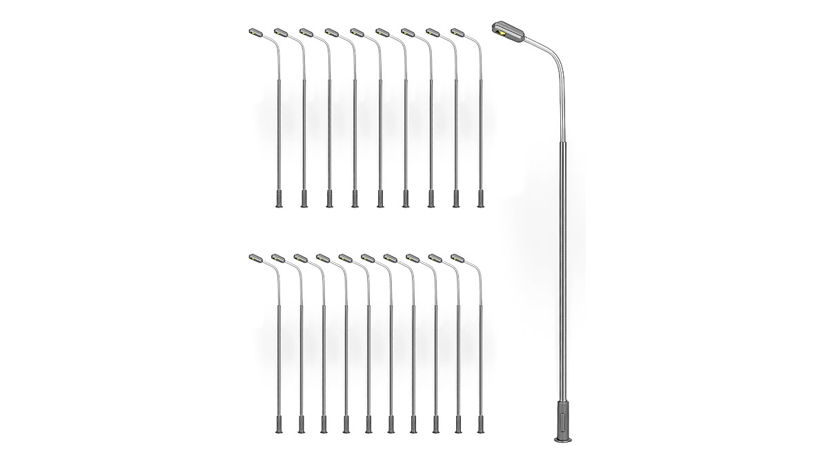 QWORK Model Railway Lamp Post - 20 Pack for HO & TT Scale Layouts