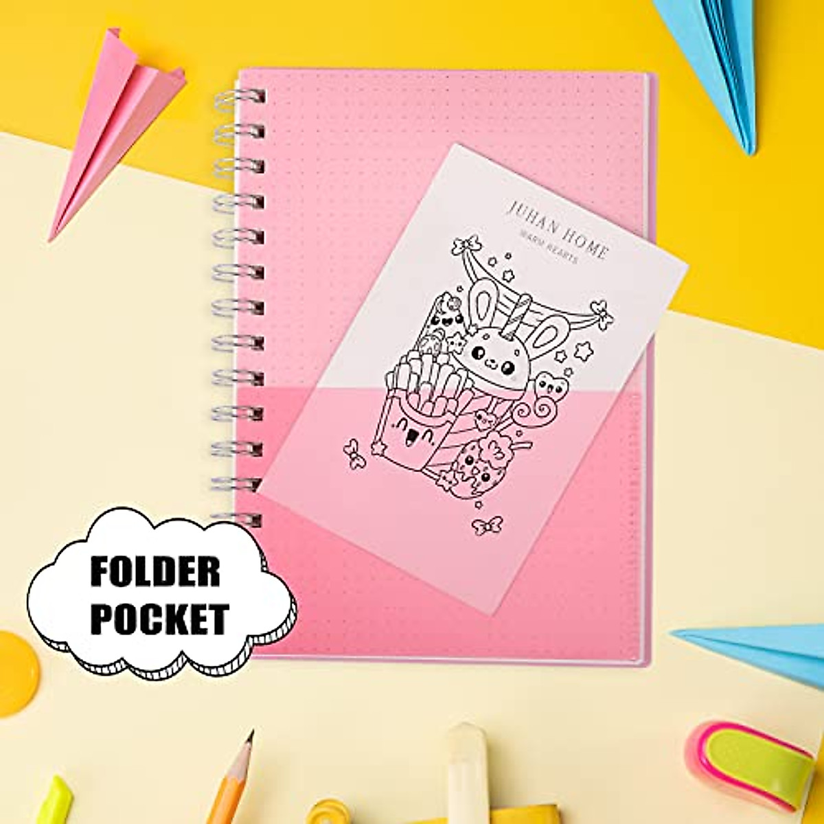 EOOUT Dotted Journal Spiral Notebook 4 Pack A5 Spiral Dot Grid Notebook for School, Office, Artist Writing Drawing, 100 Sheets/200 Pages, Blue, Pink, Purple, Transparent