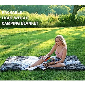 Bedvcaty Camping Blanket, Puffy Waterproof Travel Blanket, Warm Cozy Picnic Blanket, for Outdoors, Travel, and Mountain.(Cow, 78" x 56")