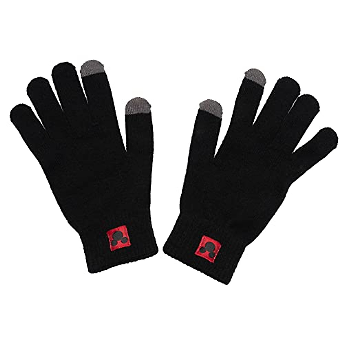 Disney Mickey Mouse Adult Knit Beanie Hat and Texting Glove Set (Black)