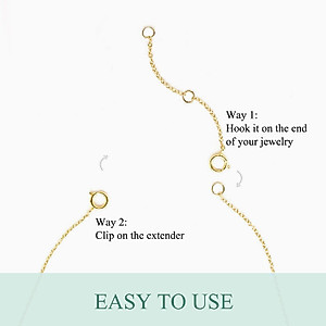 FENCCI 14K Solid Gold Chain Necklace Extender 4 Inch, Delicate Durable Adjustable Gold Chain Extender for Gold Necklace Bracelet Anklet (4 inch-Yellow Gold)