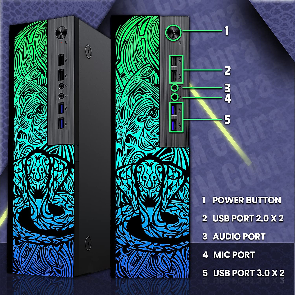 Gaming PC Computer, TechMagnet Cobra, Intel i5 12th Gen, GT 1030, 32GB RAM, 1TB SSD, 2TB HDD, 24 Inch LED Monitor, RGB Peripherals, Webcam, Win 11 Home (Renewed)