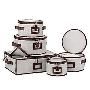Jillmo China Dish Containers Set, 5-Piece Dinnerware Storage Case for Storing & Moving Dishes and Cups