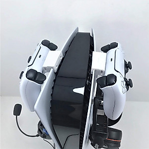 3D Cabin PS5 Controller & Headphone Console Bracket Mount Holder for Play Station 5 Digital Or Disc DualSense (Left & Right Pack) Grey