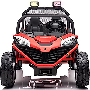 MOLACHI 24V 10AH Ride on Cars 2 Seater,Electric Cars Vehicles with 2x200W Powerful Motors,Metal Frame, Brake&Gas Pedal, EVA Tires, 3 Speed, Led Light, Bluetooth, 2 Spring Suspension(Red)