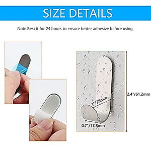 Zorveiio 24 Pcs Self Adhesive Hooks Heavy Duty, 304 Stainless Steel Hooks Razor Holder Wall Hooks Bath Towel Hook Hanging Hooks for Towels Robe Coat Hats Shower Bathroom Kitchen - Brushed Nickel