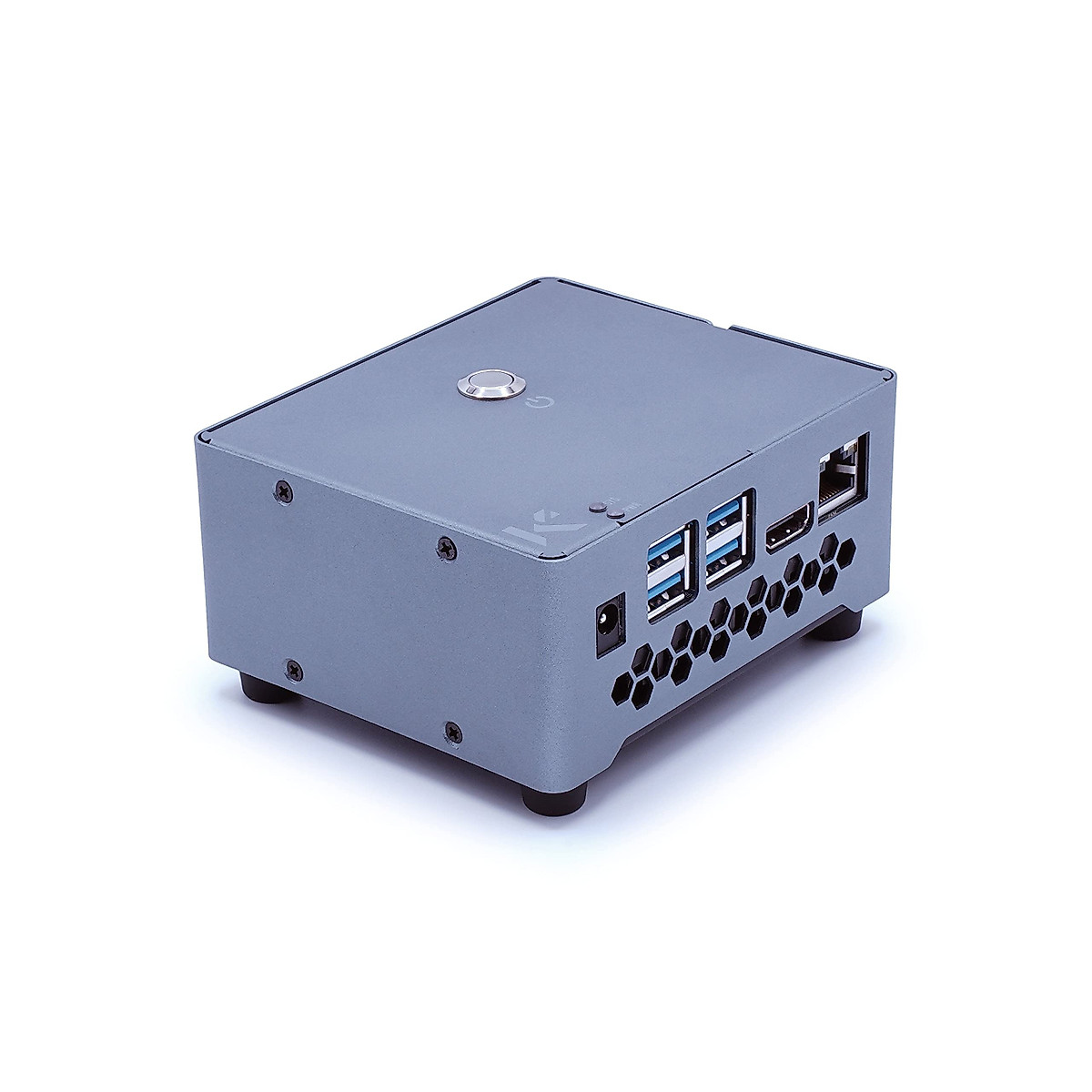 KKSB Odroid N2+ Case | Grey Aluminum Odroid N2+ Enclosure with 80mm Fan | 12mm Momentary Pushbutton Included