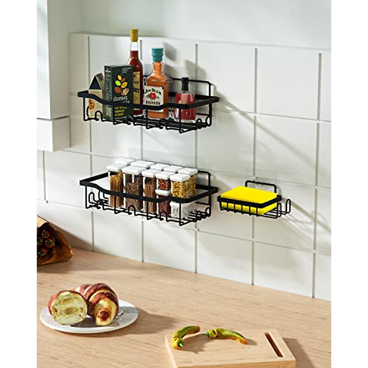 Gaclibl Shower Shelves for Inside Shower, Adhesive Shower Caddy 3 Pack Shower Organizer Wall Suction Shower Shampoo Holder, Shower Storage Rack Basket Shelf for Bath Bathtub Bathroom Restroom, Black