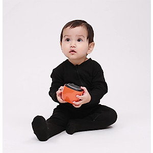 GLEAMING GRAIN Baby Boys Sleep and Play Black 12 Months Baby Cotton Sleeper Zip Front Footed Pajamas Black 9-12 Months 2PCS
