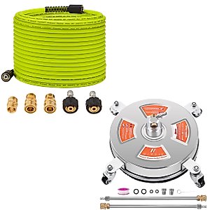 M MINGLE Pressure Washer Hose 50 FT x 1/4" - Replacement Power Wash Hose with Quick Connect Kits, 14'' Pressure Washer Surface Cleaner Attachment