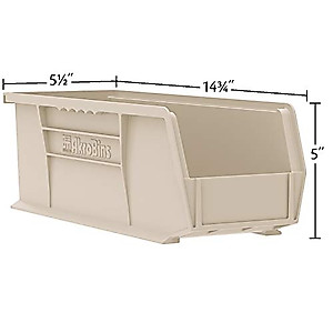 Akro-Mils 30234 AkroBins Plastic Storage Bins, Space-Saving Stackable Bins, Garage Organization Bins, Pantry Organization, Craft Storage, 15-Inch x 5-Inch x 5-Inch, Blue, 12-Pack